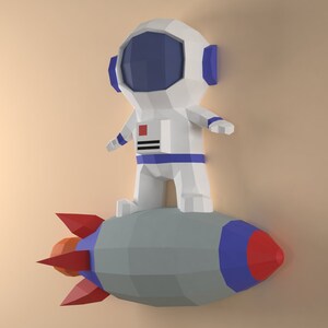 Astronaut on a Rocket Papercraft DIY - Etsy