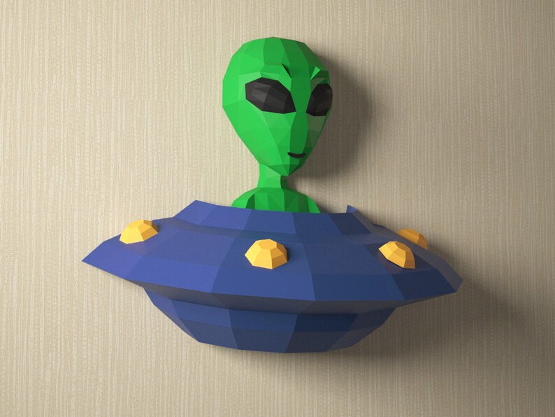 Alien UFO Flying Saucer DIY Papercraft TDF Template 3d | Etsy