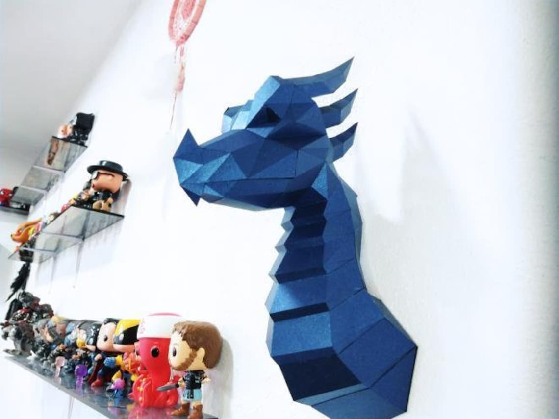 Dragon Head DIY Papercrat PDF Template 3d - Etsy