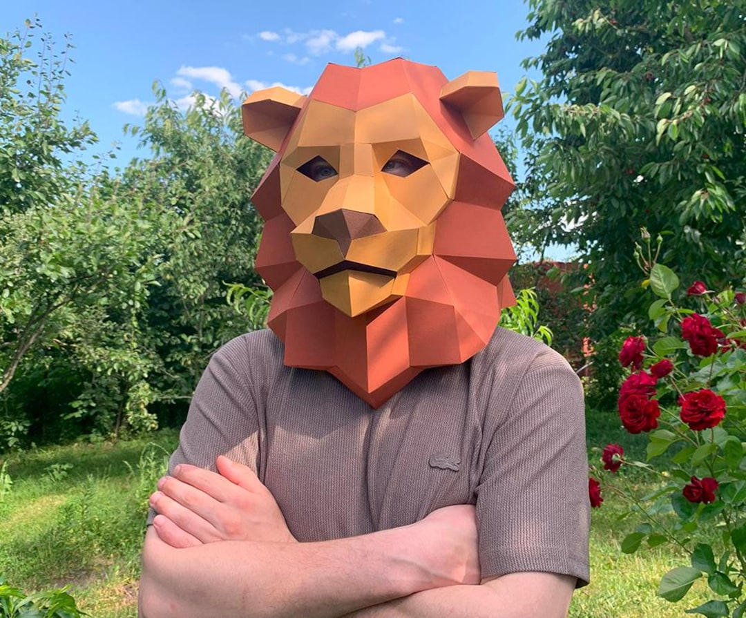 Lion Mask Papercraft DIY PDF Template DXF Cameo - Etsy