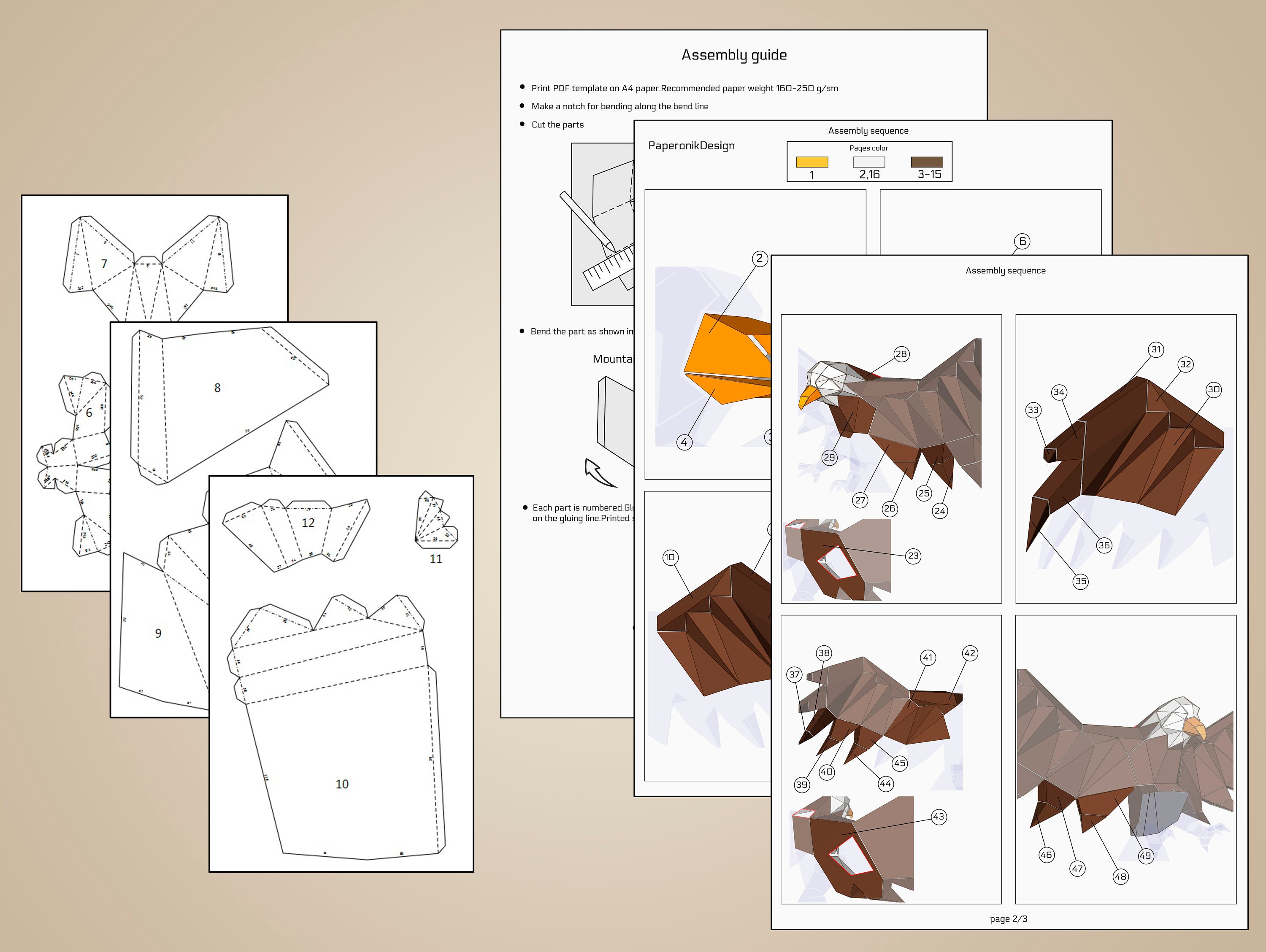 Eagle DIY Papercraft Low Poly PDF Template - Etsy