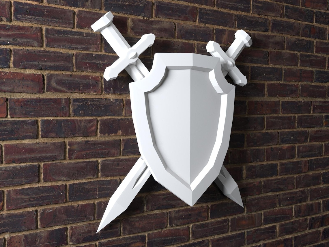 Shield and Swords DIY Papercraft PDF Template Silhouette Cameo - Etsy