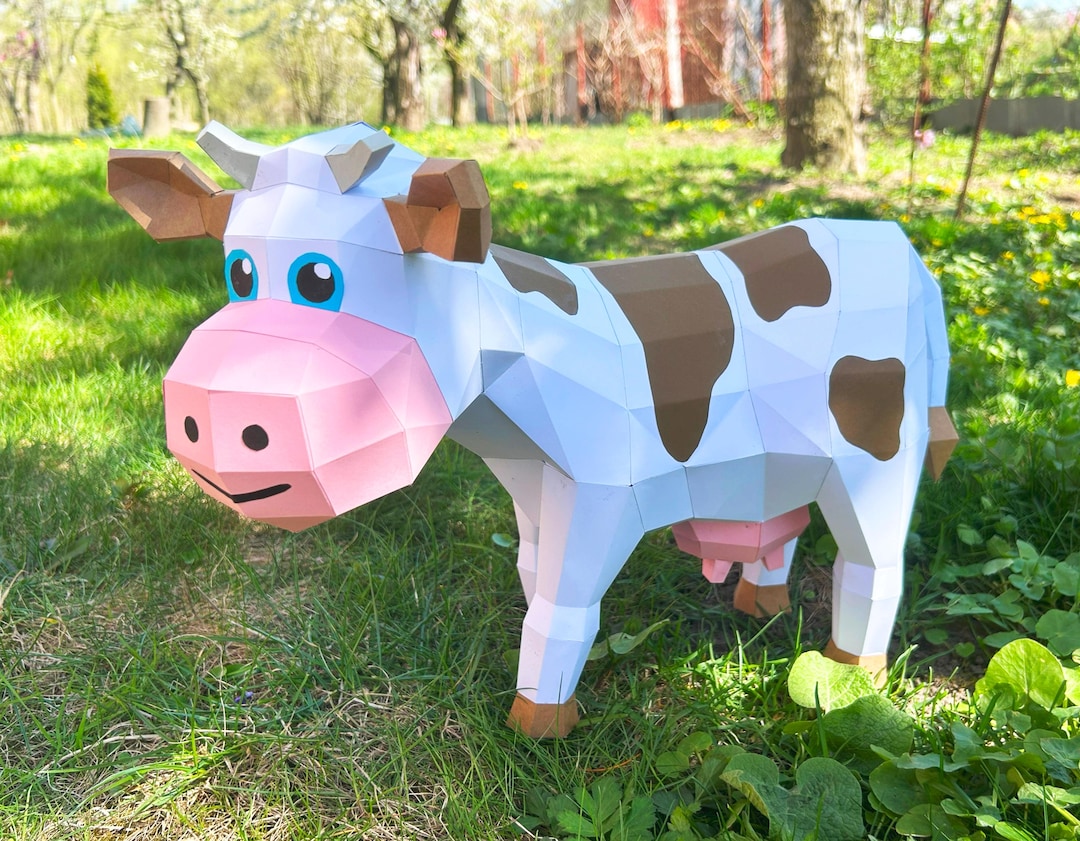 Cow Cartoon Papercraft PDF DIY Template DXF Cameo - Etsy