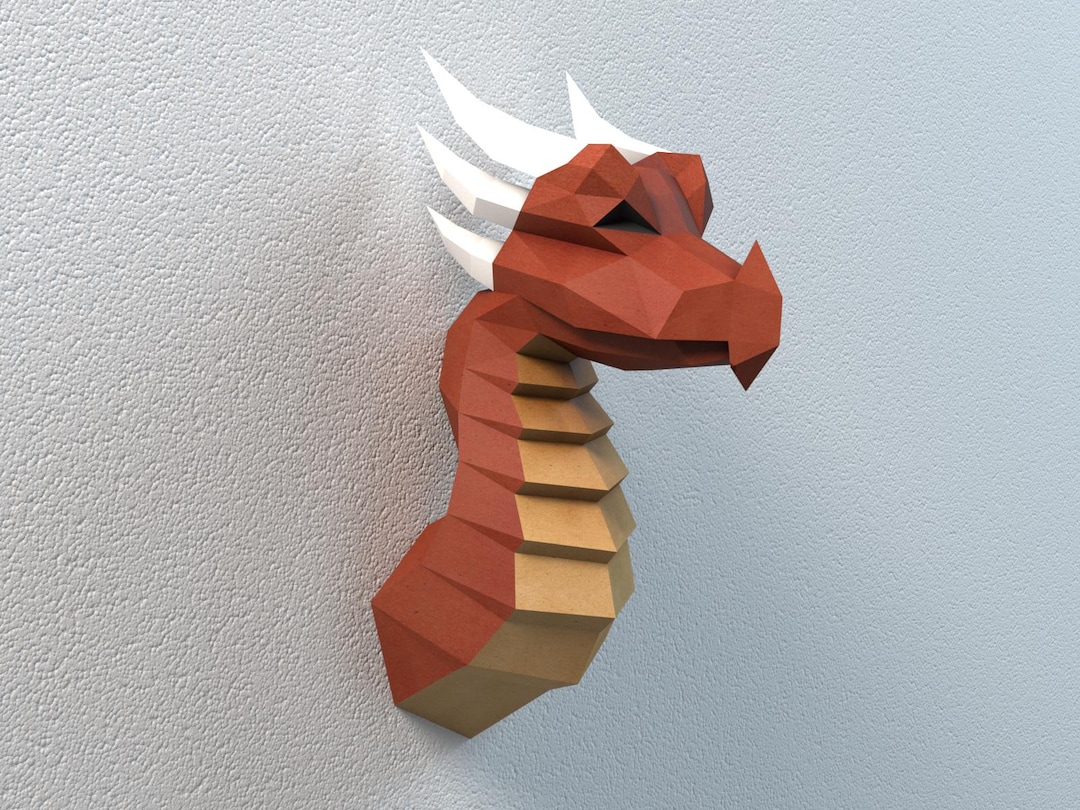 Dragon Head Papercraft PDF Template DXF Cameo - Etsy UK