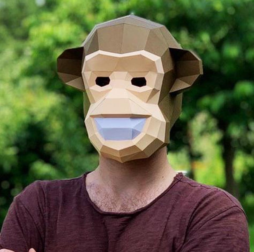 Monkey Mask Chimpanzee Papercraft DIY - Etsy
