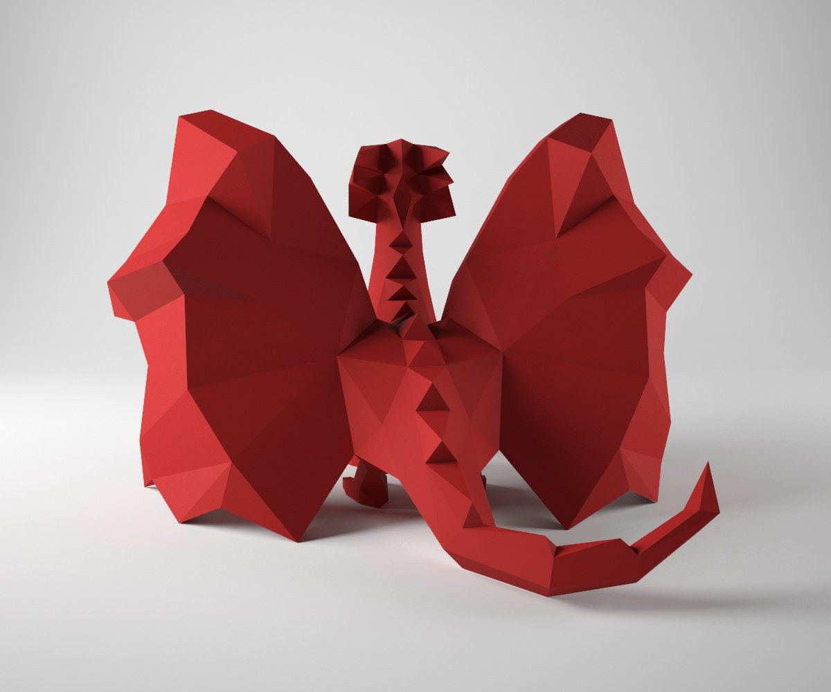 Dragon DIY papercraft Plantilla PDF escultura 3D | Etsy