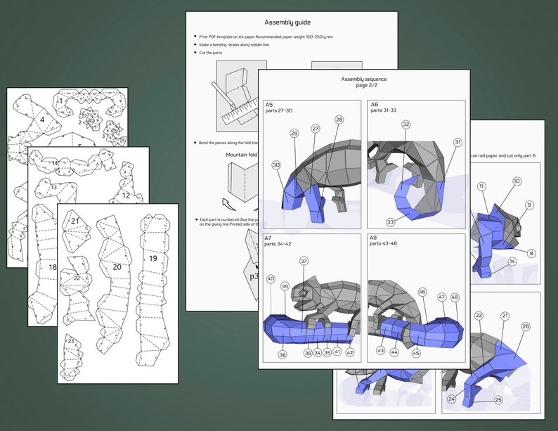 Chameleon Papercraft DIY PDF SVG Wall Decor - Etsy