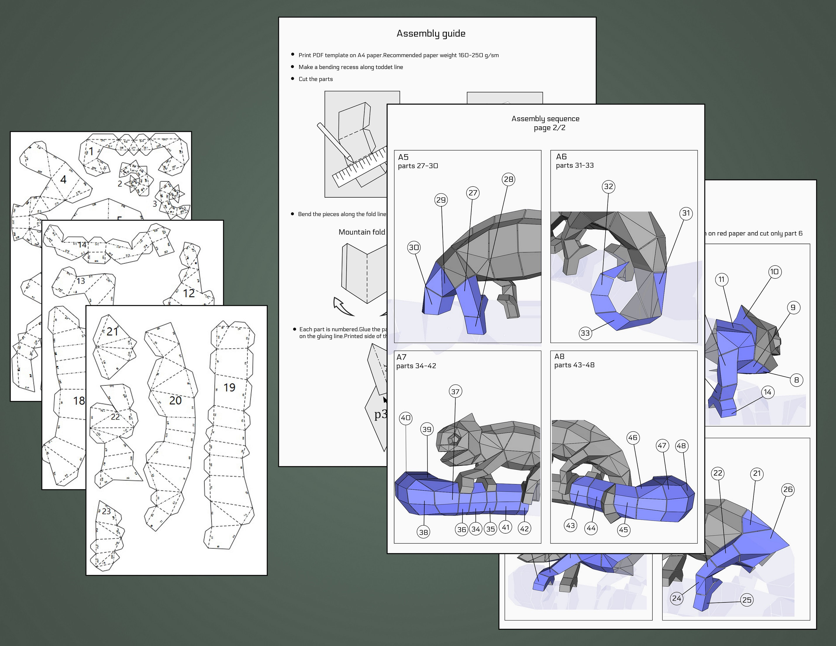 Chameleon DIY Digital papercraft model PDF template 3d | Etsy