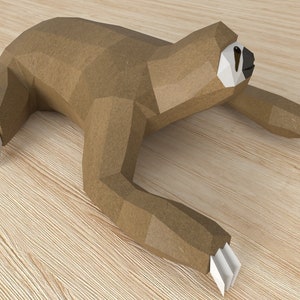 Sloth Papercraft DIY Template 3d - Etsy