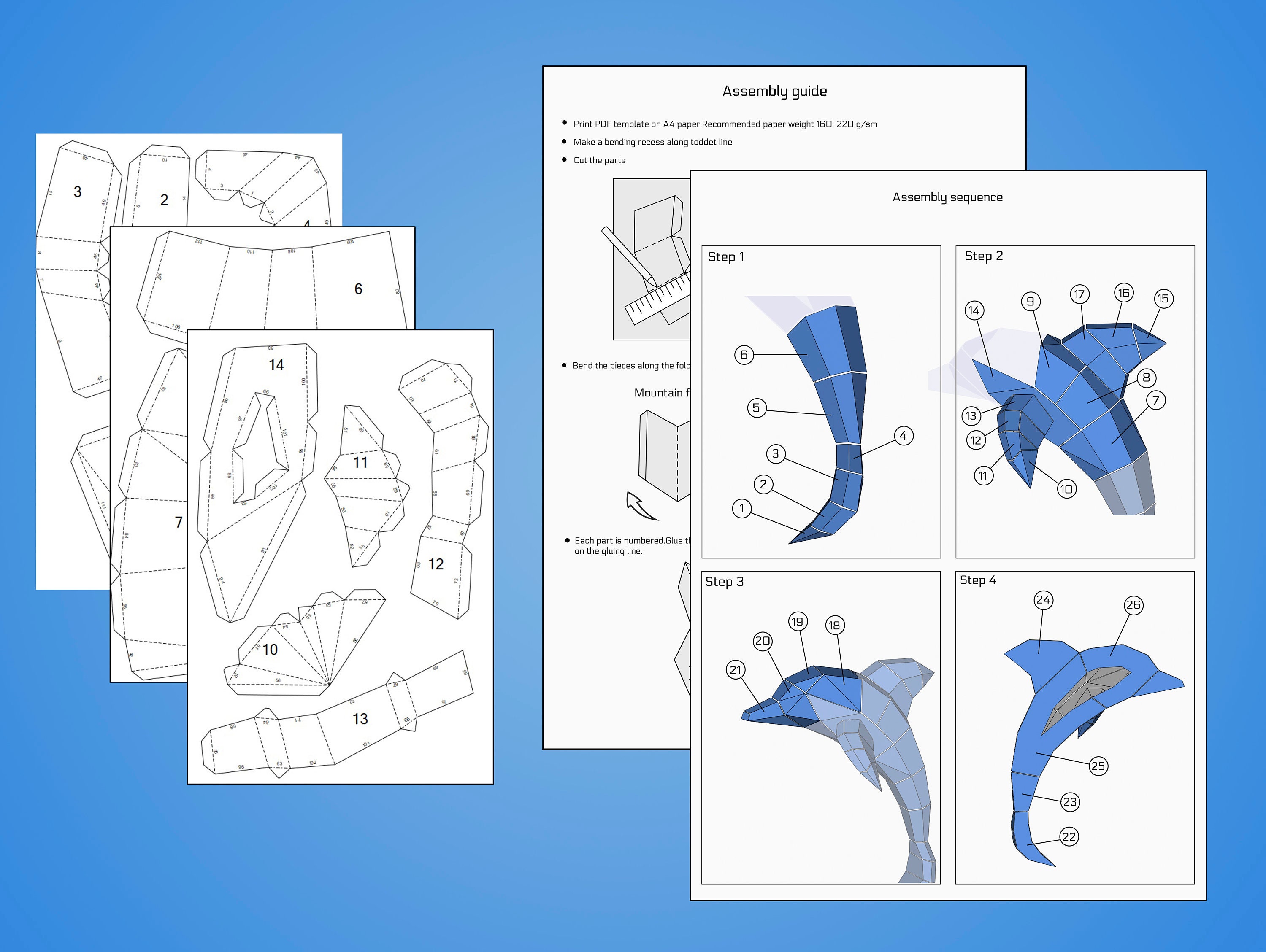 Dolphin Papercraft PDF SVG DIY Template Wall Decor Cricut - Etsy UK