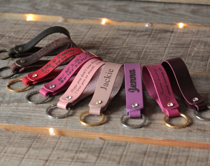 Personalized Leather Keychain Leather Personalized Keychain | Etsy