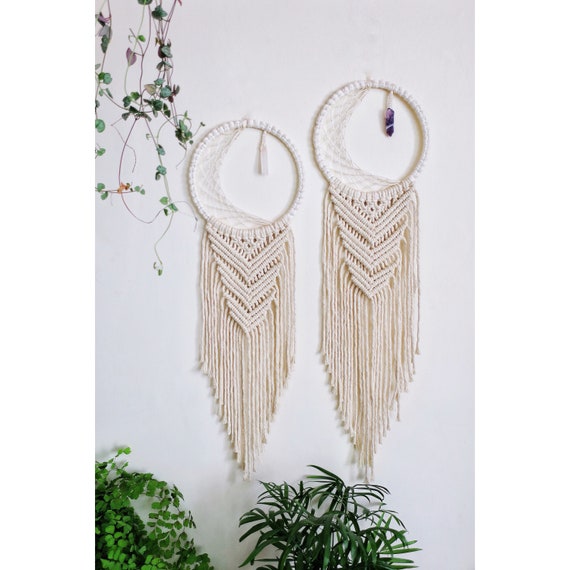 Fiber Arts Art & Collectibles Crescent Moon Dreamcatcher Beaded Mini ...