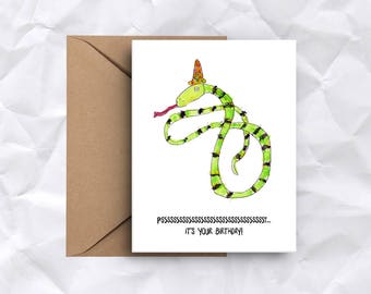 Snake Birthday Card | Etsy