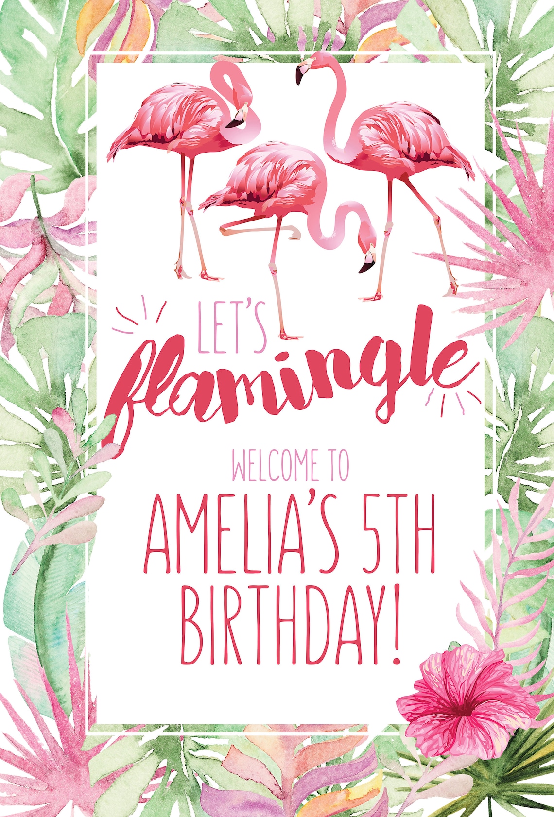 Flamingo - Welcome Sign, Birthday, Event, Signage, Flamingo, Tropical ...