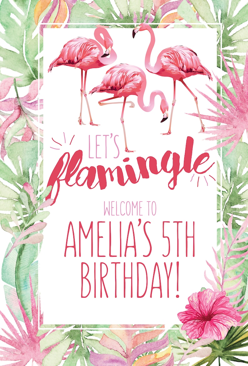 Flamingo - Welcome Sign, Birthday, Event, Signage, Flamingo, Tropical ...