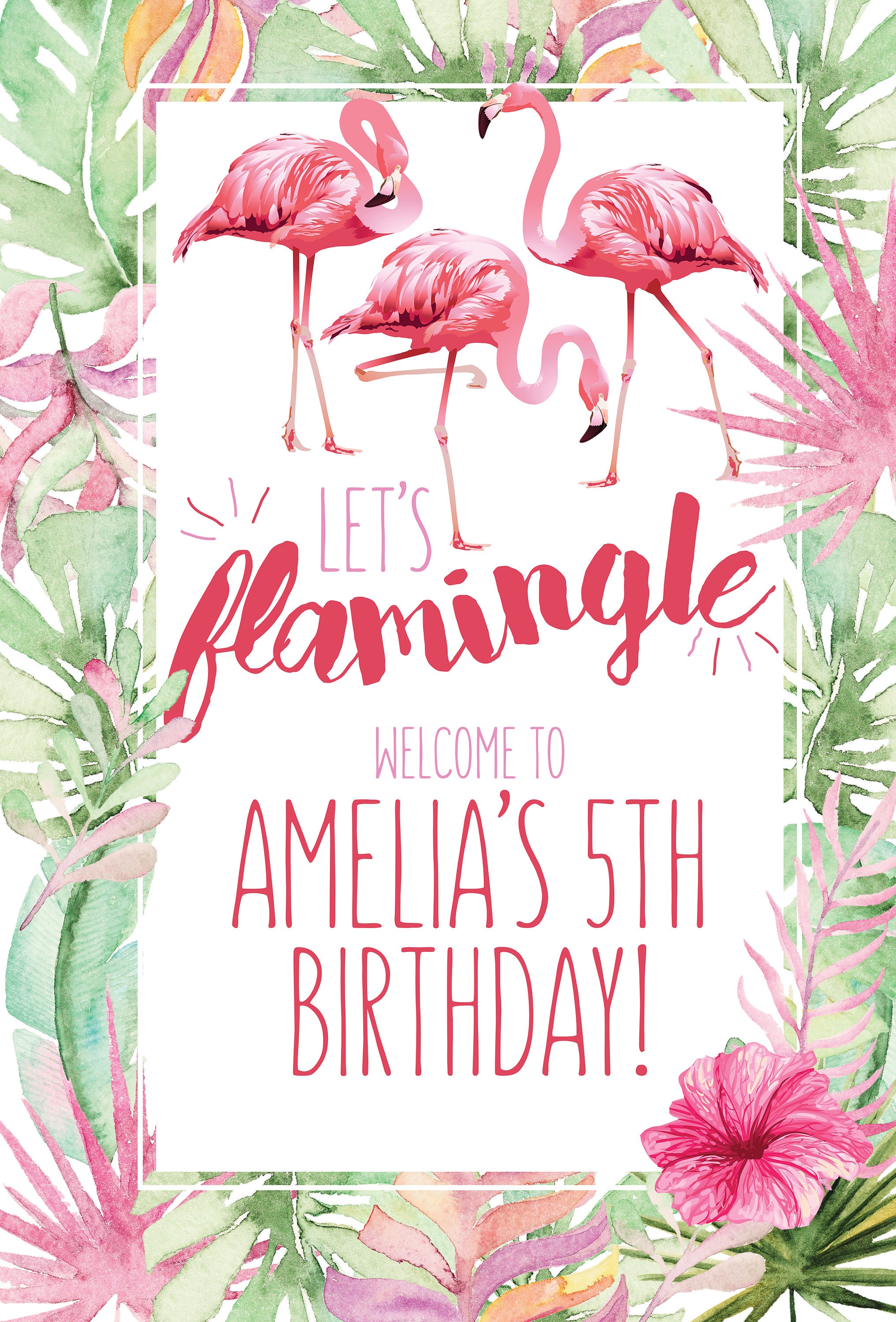 Flamingo - Welcome Sign, Birthday, Event, Signage, Flamingo, Tropical ...