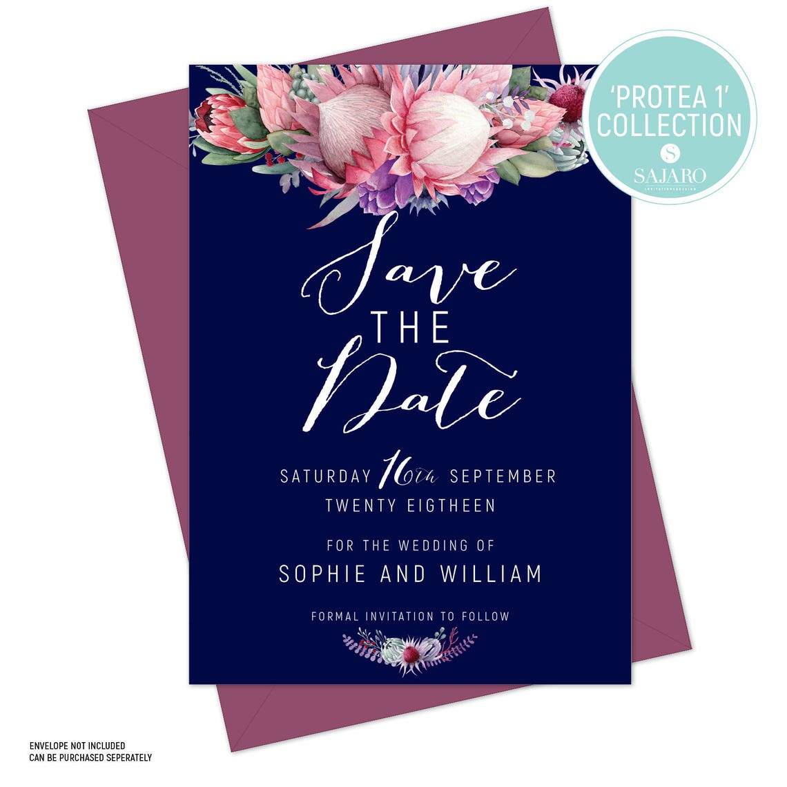 Protea 1 Wedding Invitation Wedding Invitation Set Protea - Etsy