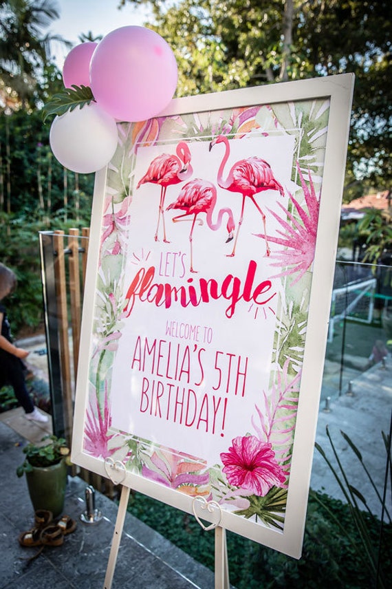 Flamingo - Welcome Sign, Birthday, Event, Signage, flamingo, tropical ...