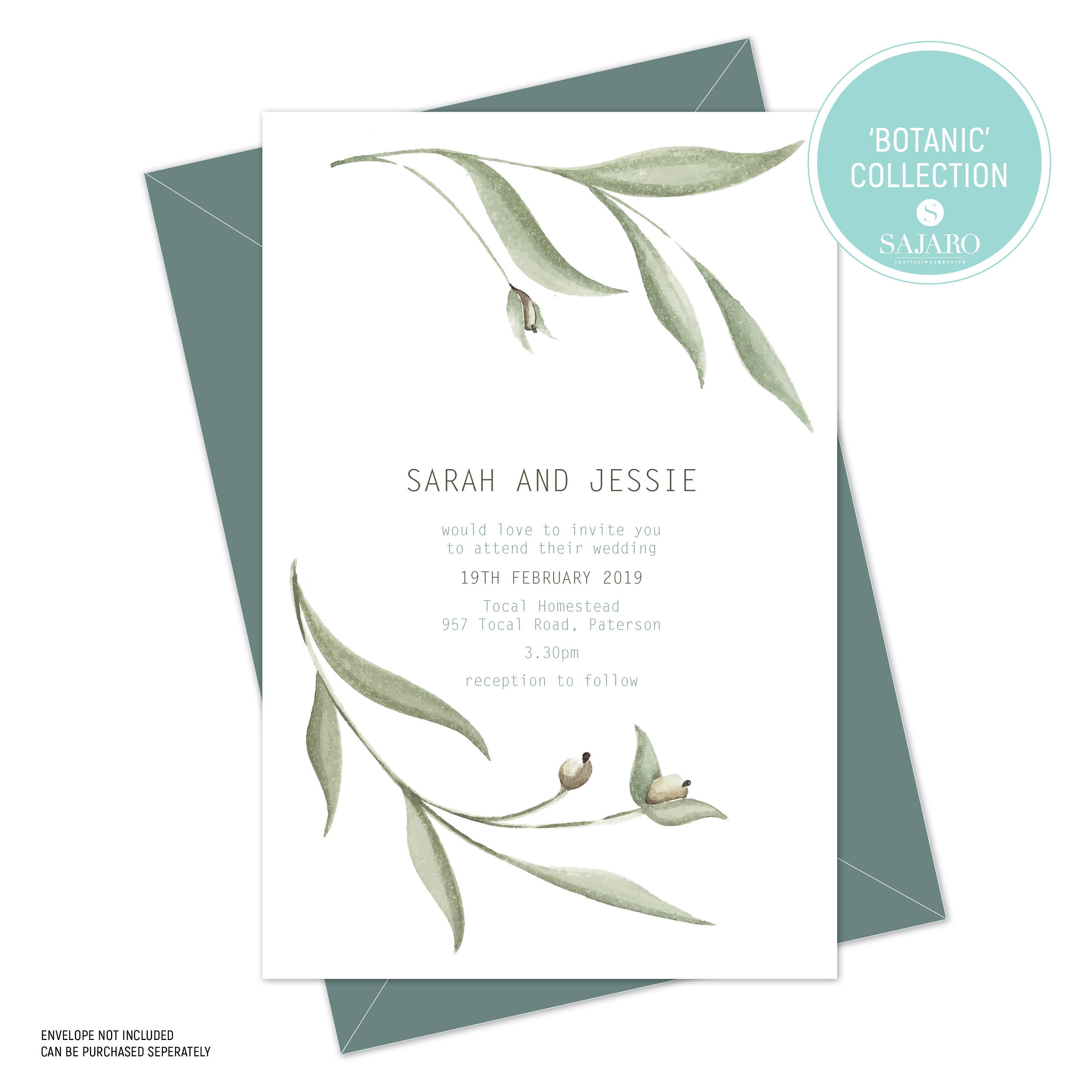Botanic - Green Leaf - Wedding Invitation, Wedding Invitation Set ...