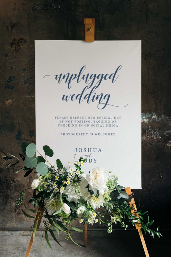 Modern Script Unplugged Ceremony Sign, Unplugged Wedding, Welcome To ...