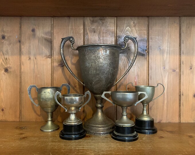 Vintage Collection of 5 Silver Plate Sporting Trophies, Trophy ...