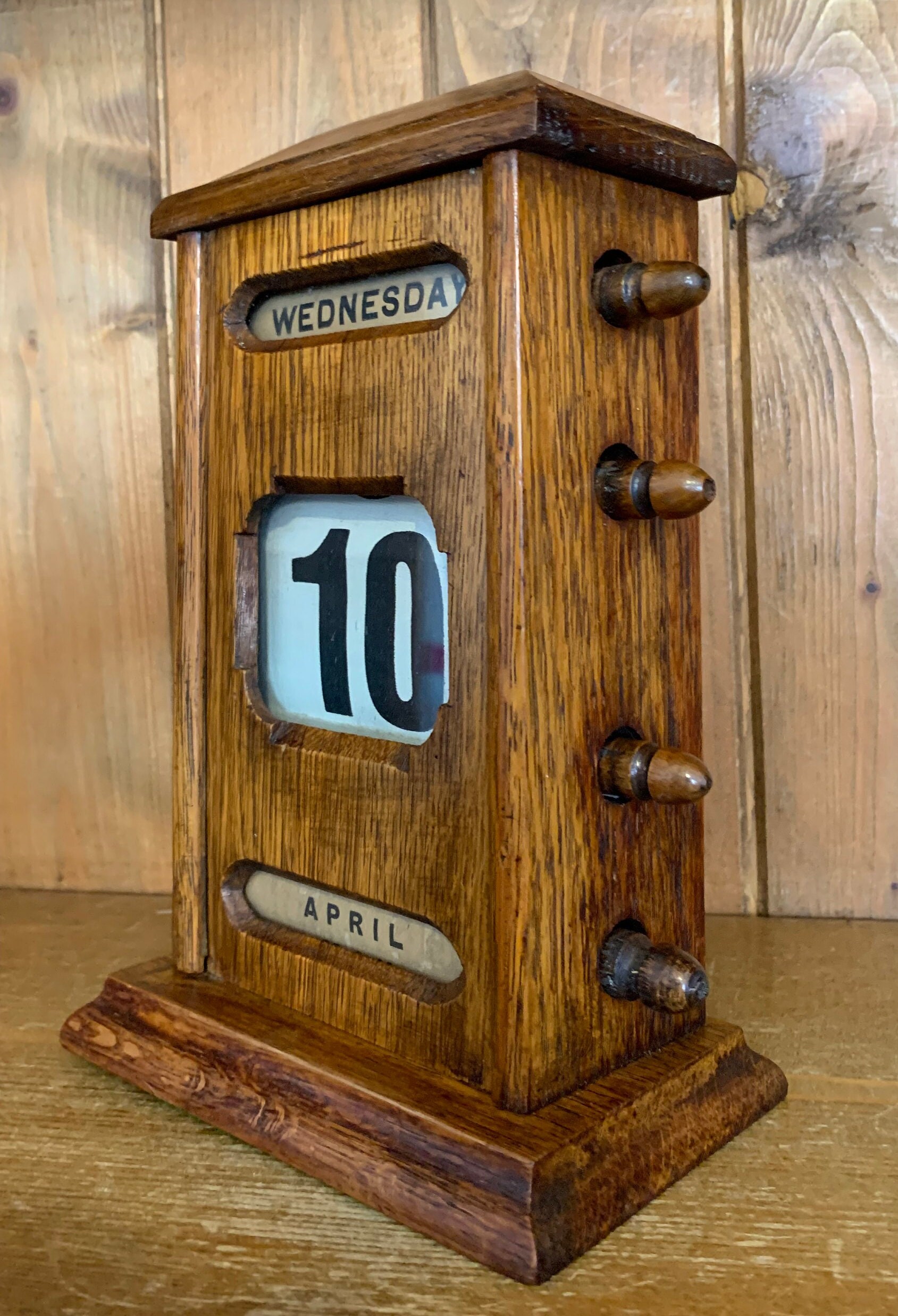 Antique 1900s Oak Perpetual Calendar, Perpetual Calendar, Calendar ...