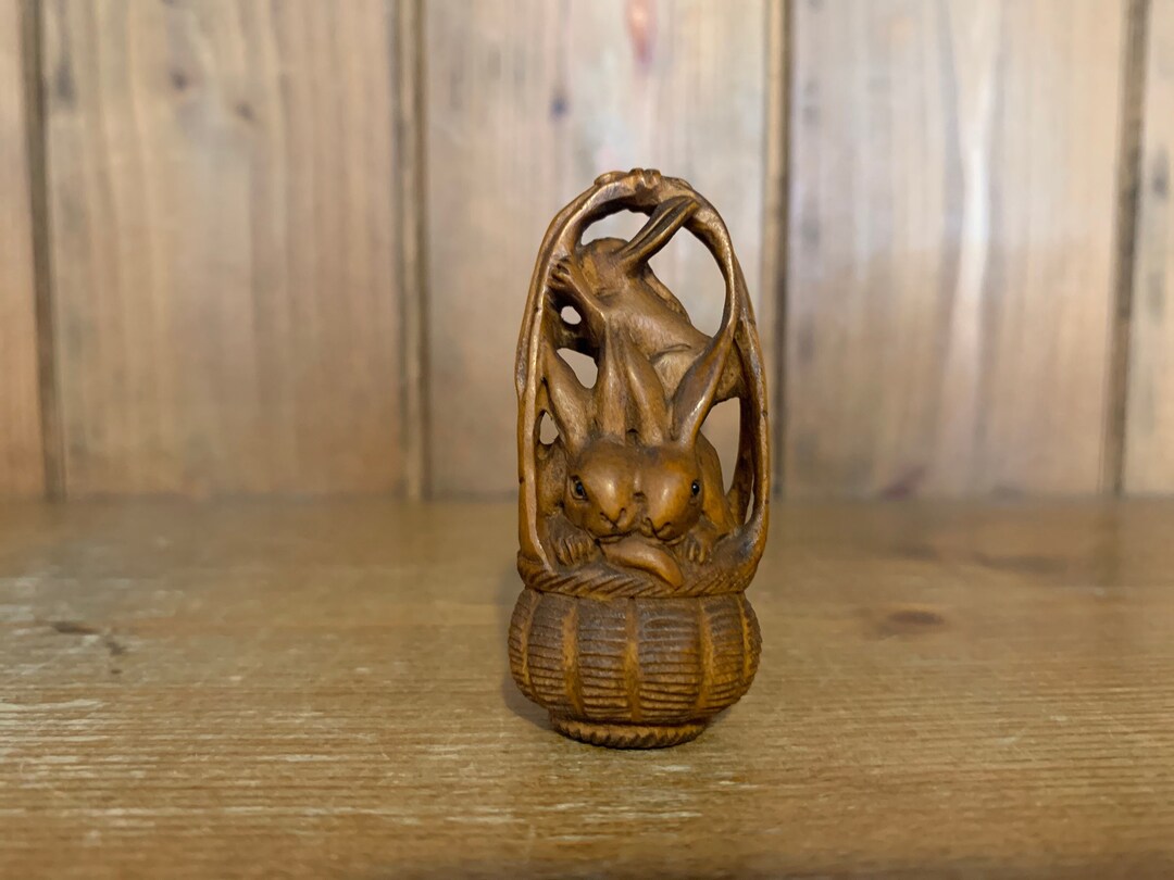 Vintage Wooden Carved Netsuke Rabbit/hare - Etsy