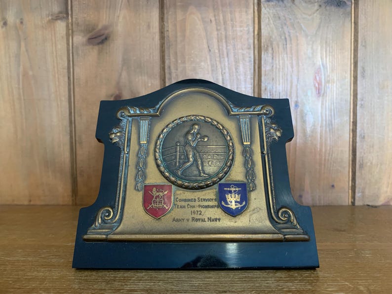 Vintage 1972 Boxing Trophy Plaque: Royal Navy Vs Army, Enamel Badges - Etsy