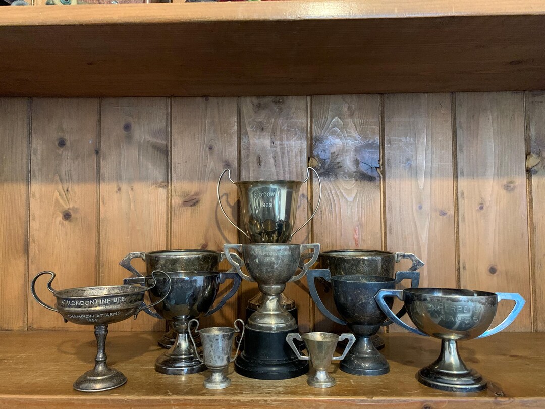 Vintage Collection of 10 Silver Plate Trophies, Trophy, Trophies ...