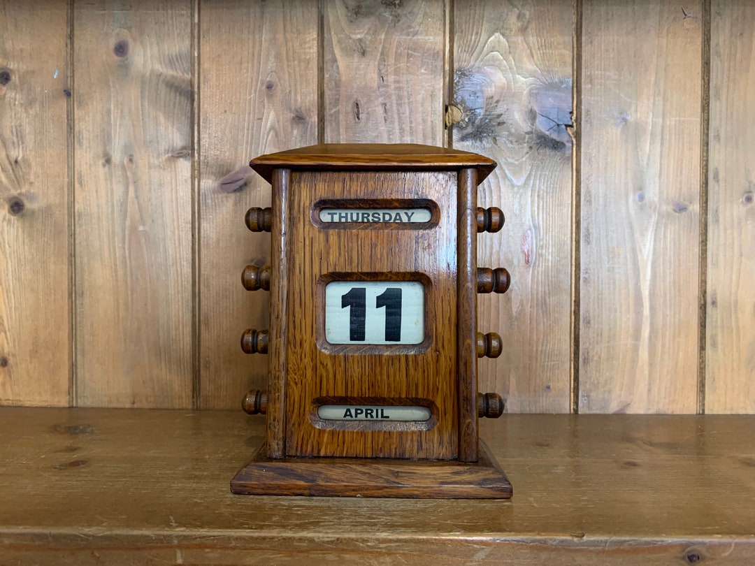 Antique 1900s Oak Perpetual Calendar, Perpetual Calendar, Calendar ...