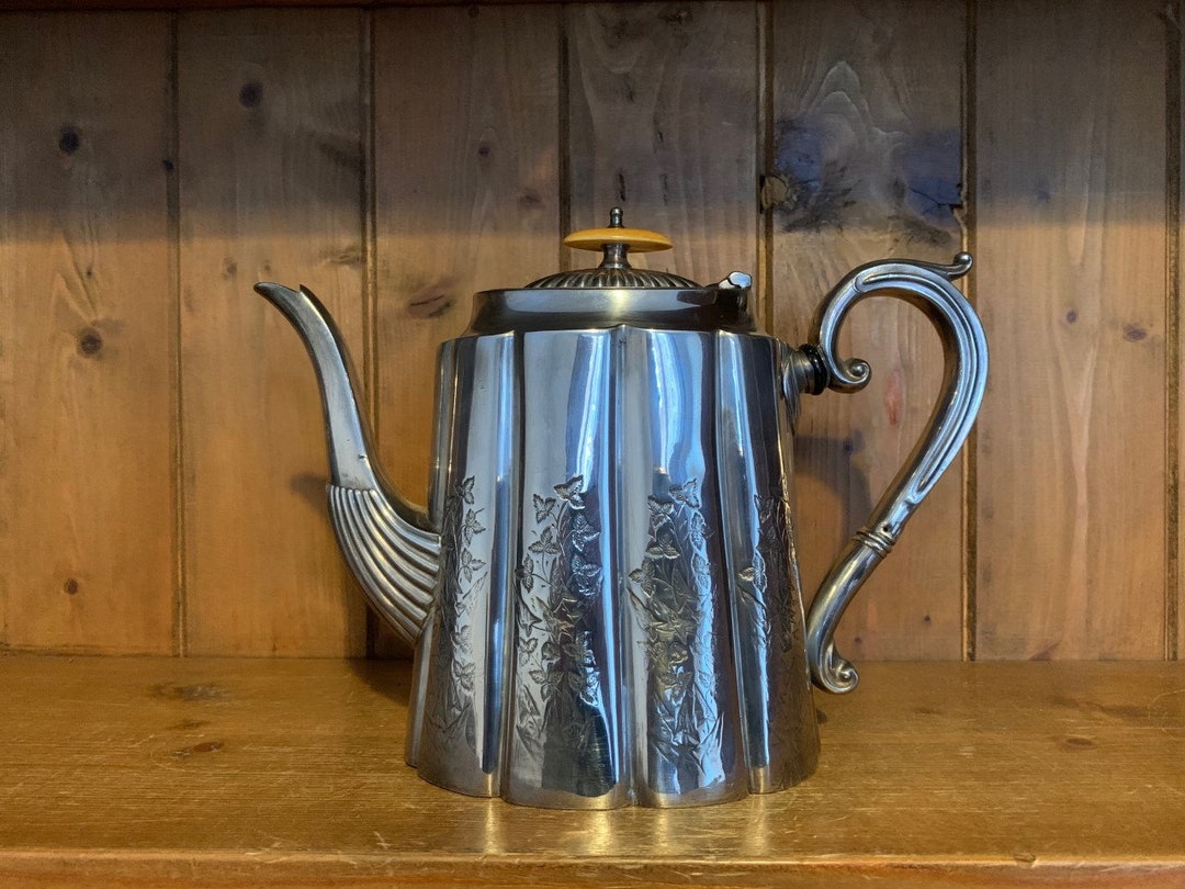Large Vintage Silver Plate Coffee/tea Pot: Floral Design - Etsy