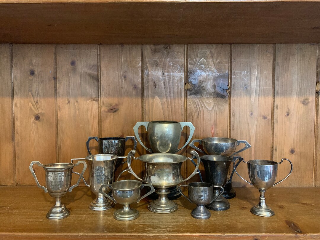 Vintage Collection of 10 Silver Plate Trophies, Trophy, Trophies - Etsy