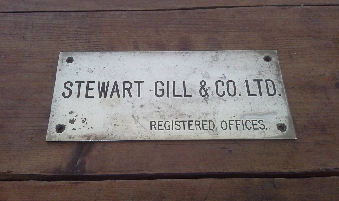 Vintage Brass Name Plate: Stewart Gill & Co Ltd Sign - Etsy