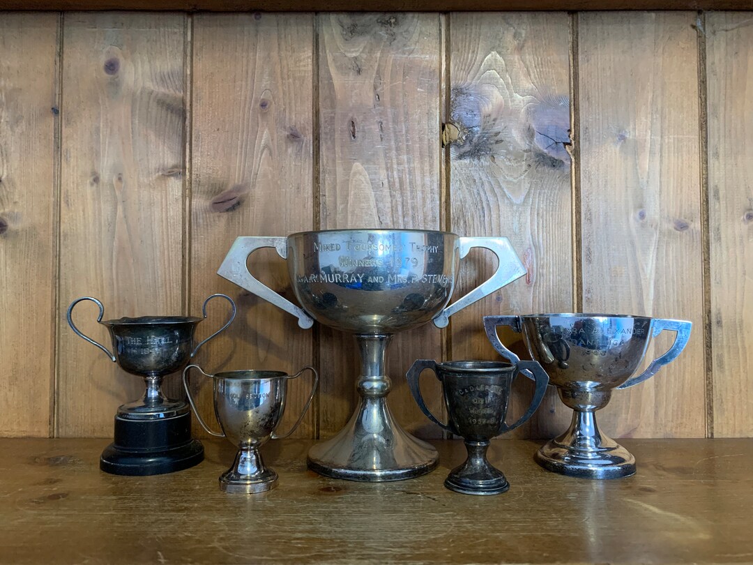 Vintage Collection of 5 Silver Plate Trophies, Trophy, Trophies ...