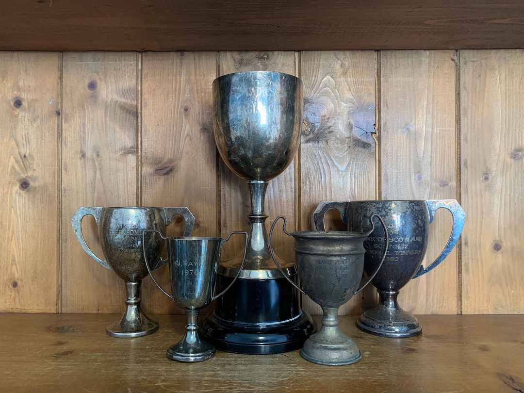 Vintage Collection of 5 Silver Plate Trophies, Trophy, Trophies ...