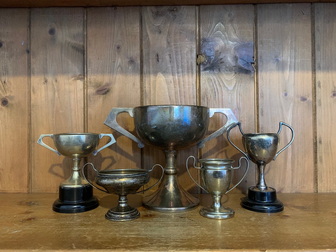 Vintage Collection of 5 Silver Plate Trophies, Trophy, Trophies ...