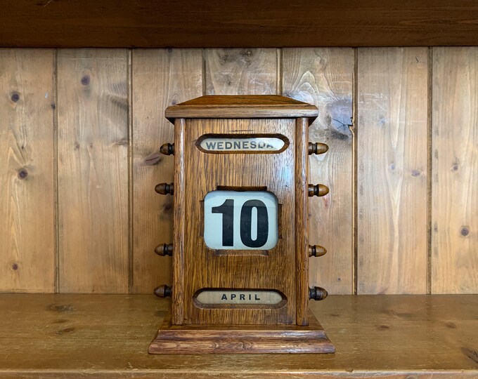 Antique 1900s Oak Perpetual Calendar, Perpetual Calendar, Calendar ...