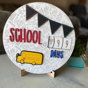 School Countdown Calendar Sign With Self-contained Numbers - Etsy