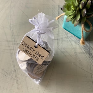 Snarky Email Sign-offs - 30 Wood Tokens in an Organza Bag - Funny ...