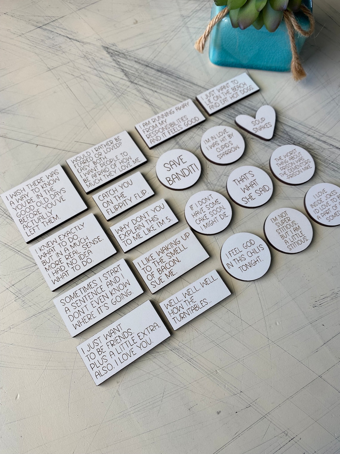 The Office Magnet Set - Set of 20 Conversational Wood Magnets - Etsy