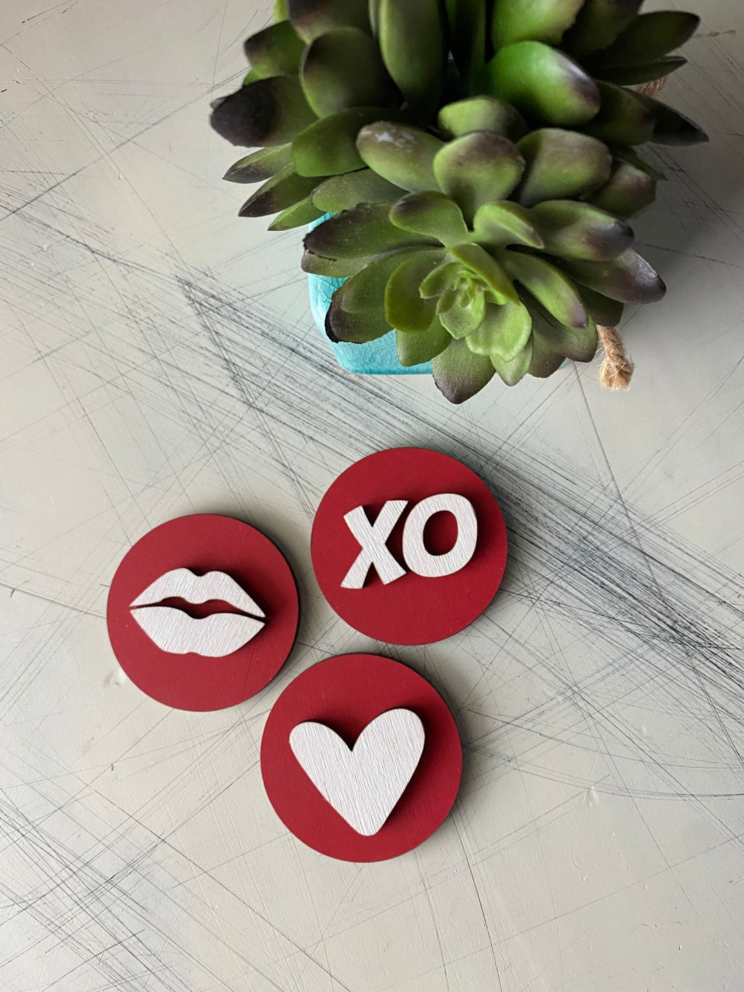 Valentine's Day Magnets Set of 3 Wood Magnets - Etsy