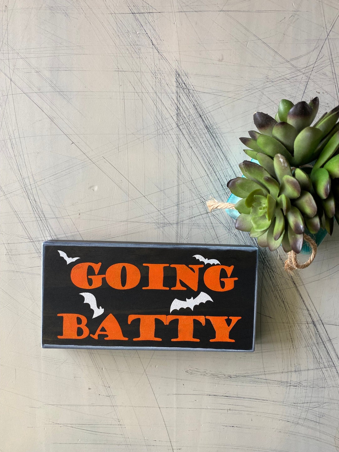 Going Batty Halloween Handmade Mini Wood Sign - Etsy