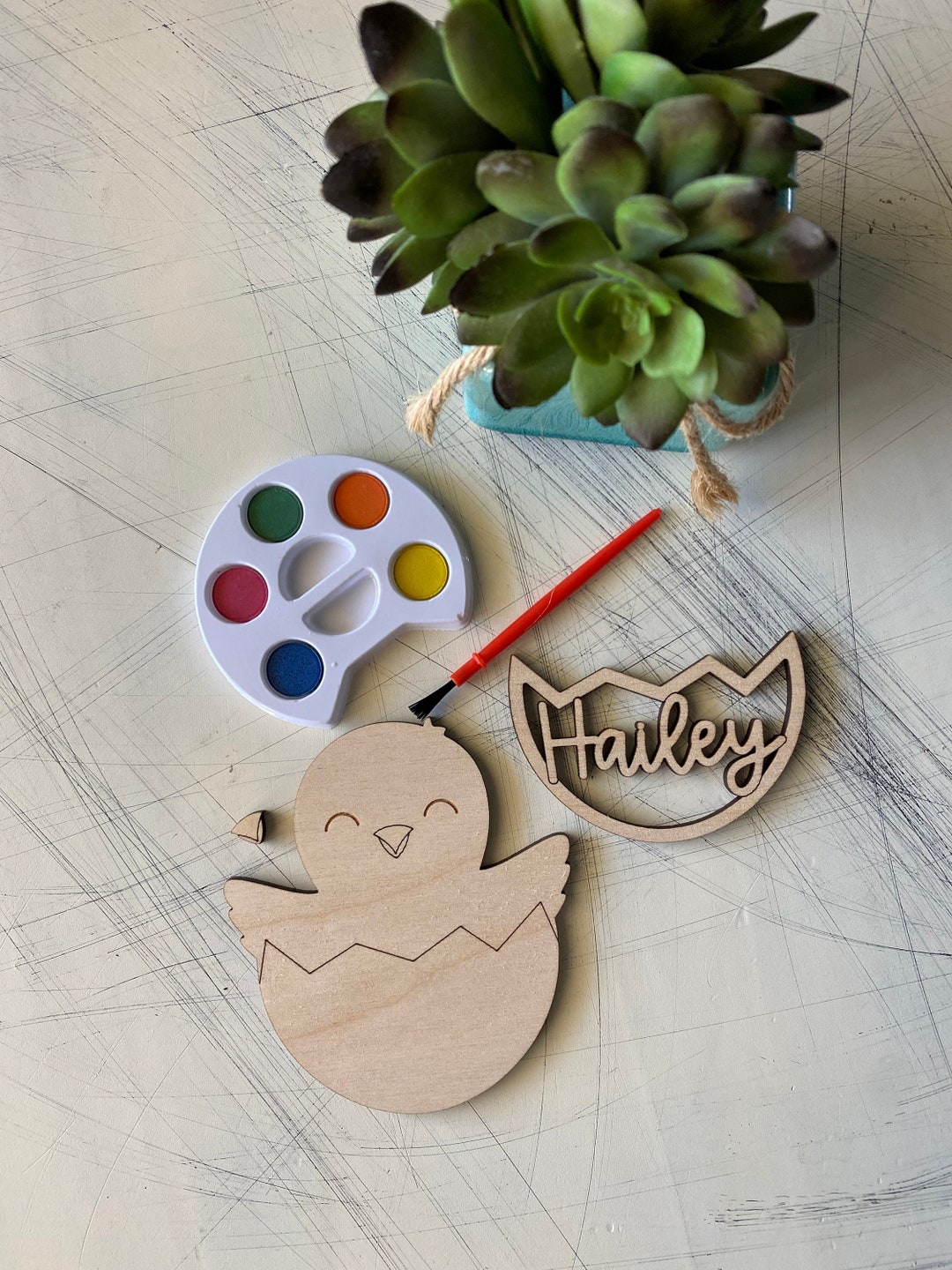 Personalized Easter Chick Paint Kit for Kids - Wood Canvas and ...