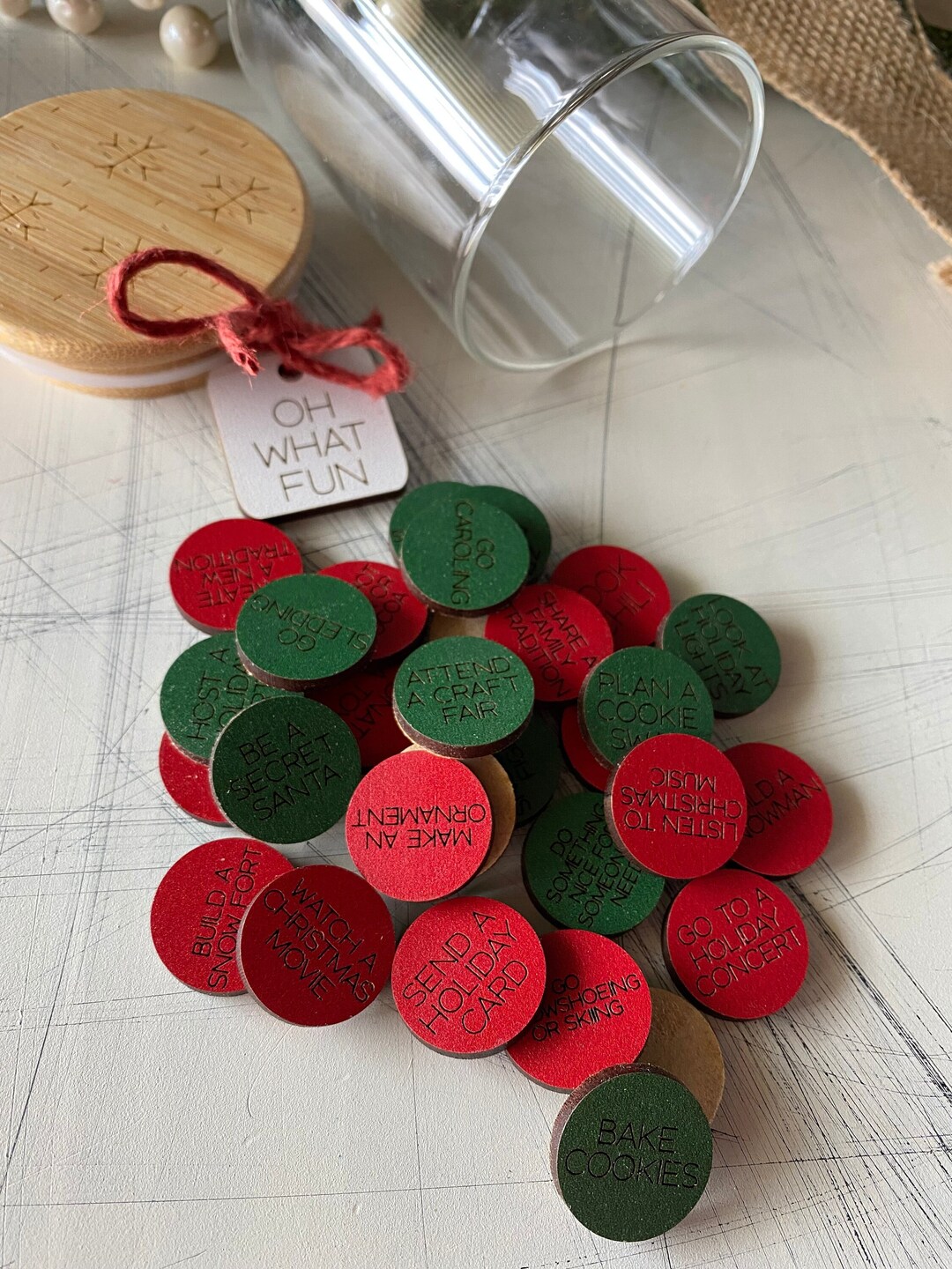 Holiday Family Fun Winter Activity Token Jar 30 Wood Tokens - Etsy