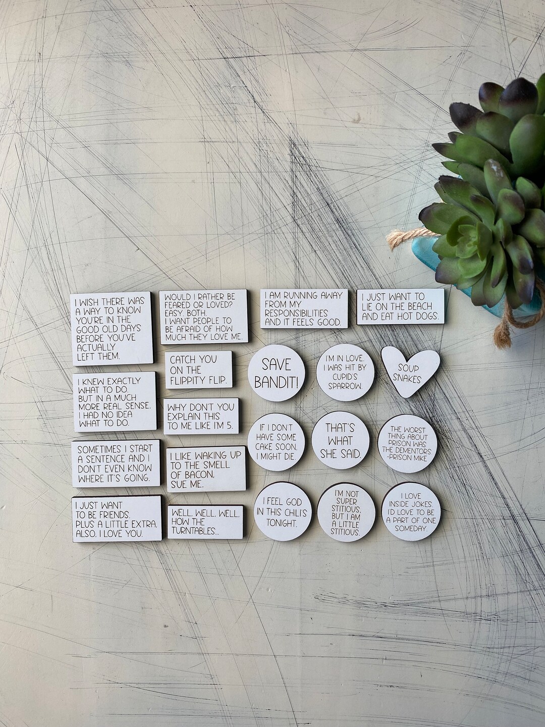 The Office Magnet Set - Set of 20 Conversational Wood Magnets - Etsy