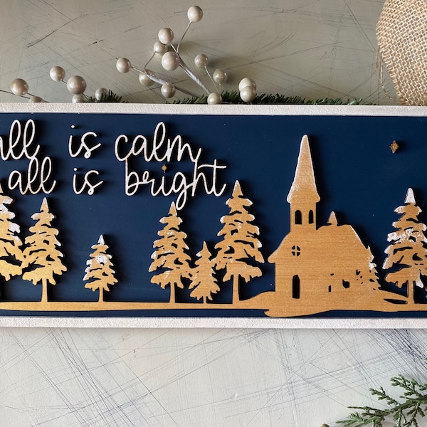 All is Calm All is Bright Sign - Etsy