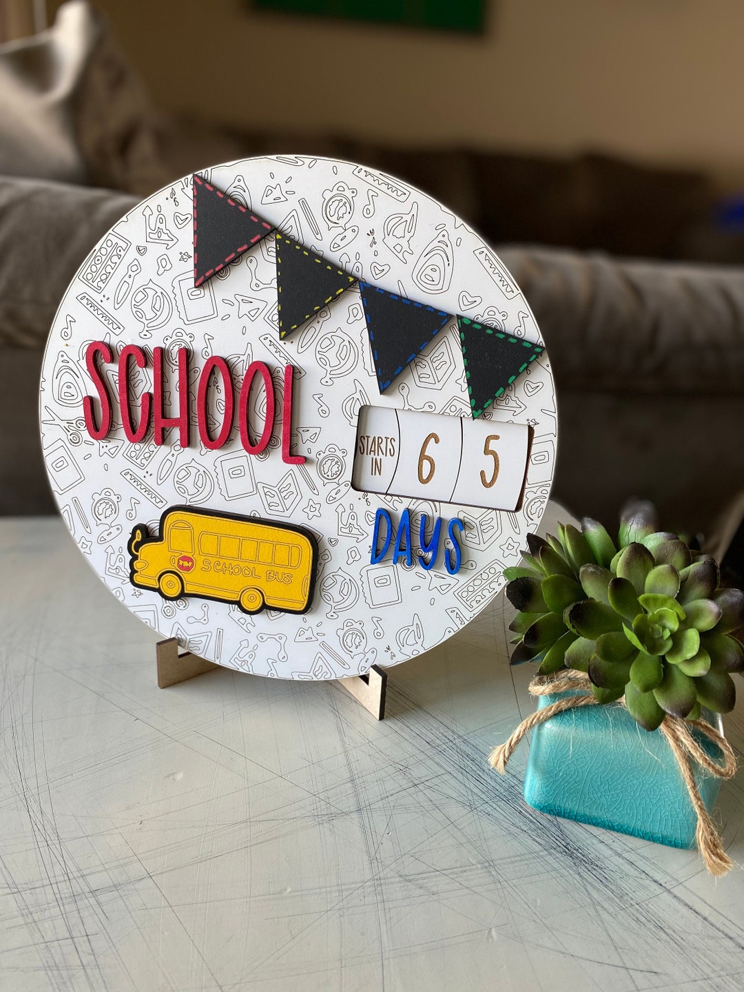 School Countdown Calendar Sign With Self-contained Numbers - Etsy