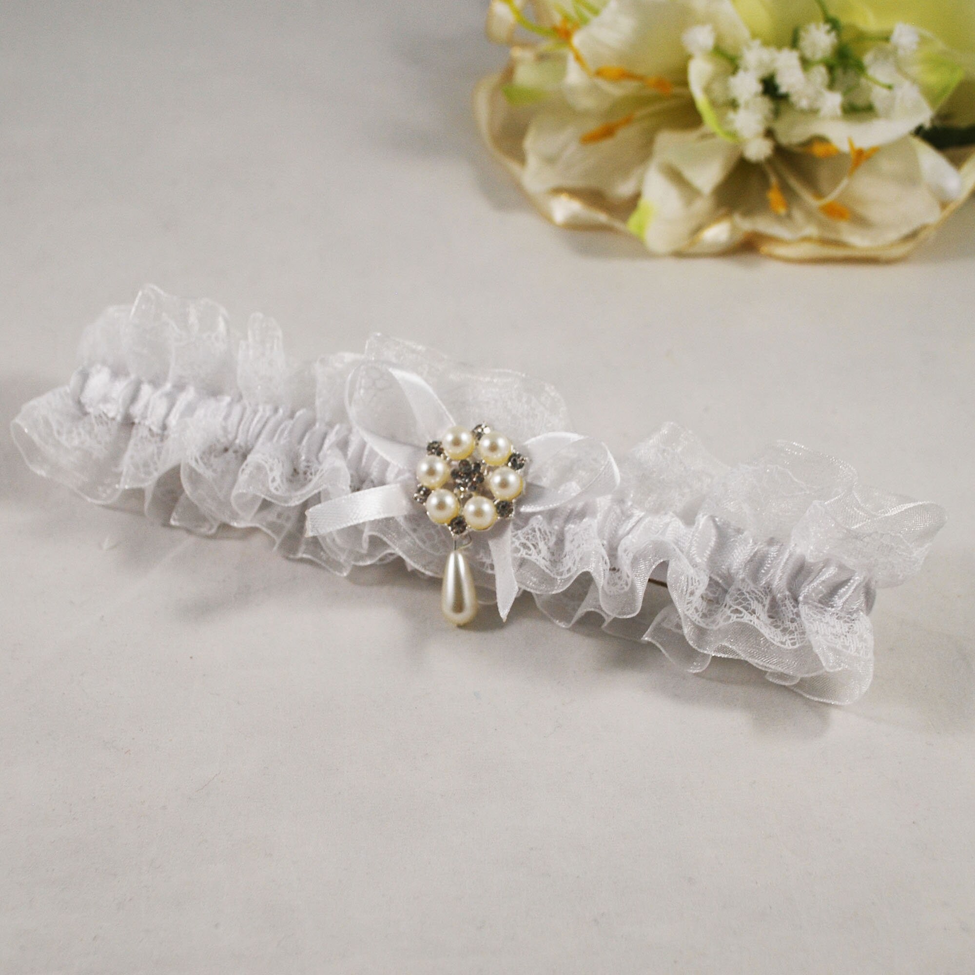 Garter for Wedding White, Bridal Leg Garter, Elegant Pearls Garter for ...