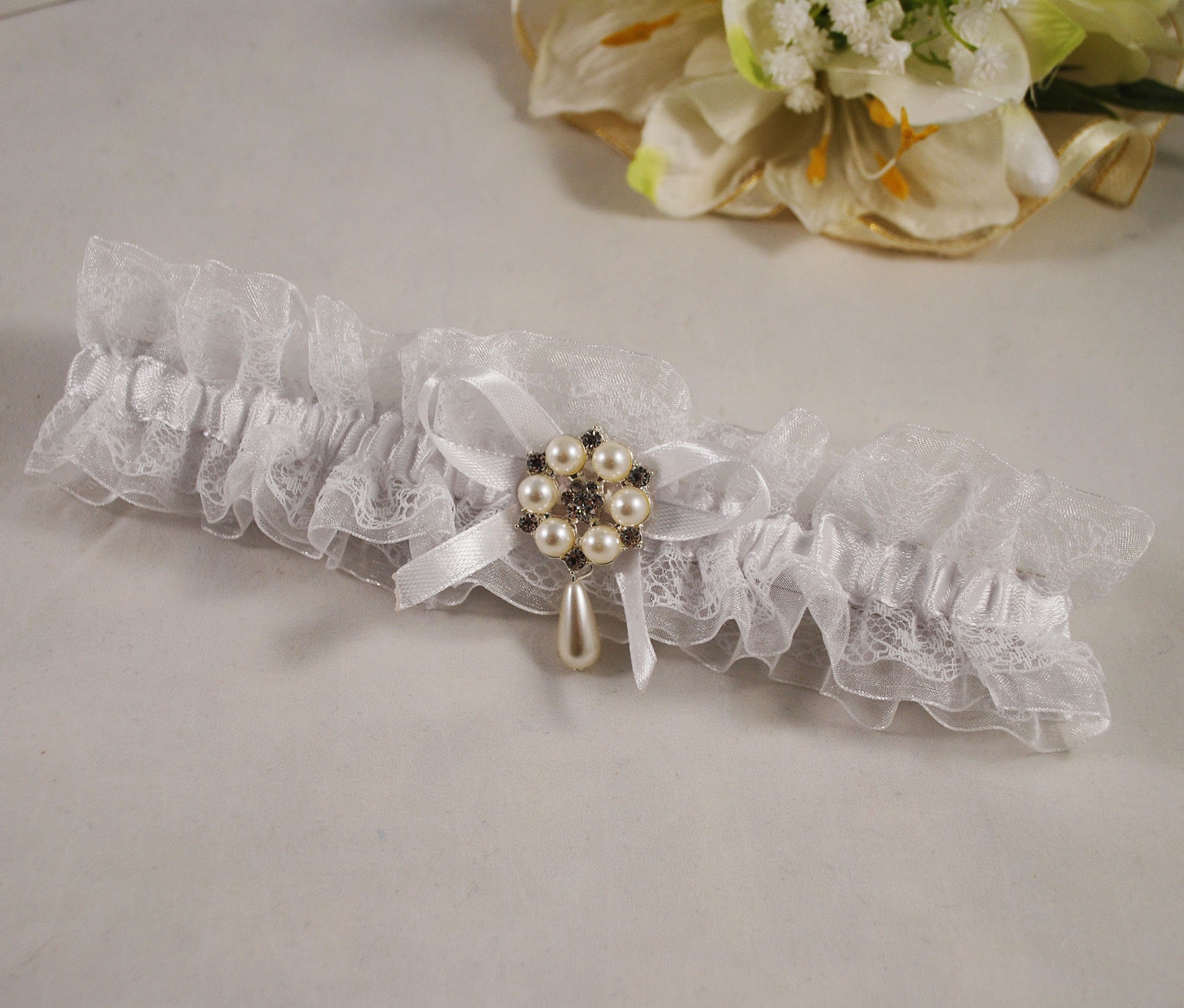 Garter for Wedding White, Bridal Leg Garter, Elegant Pearls Garter for ...