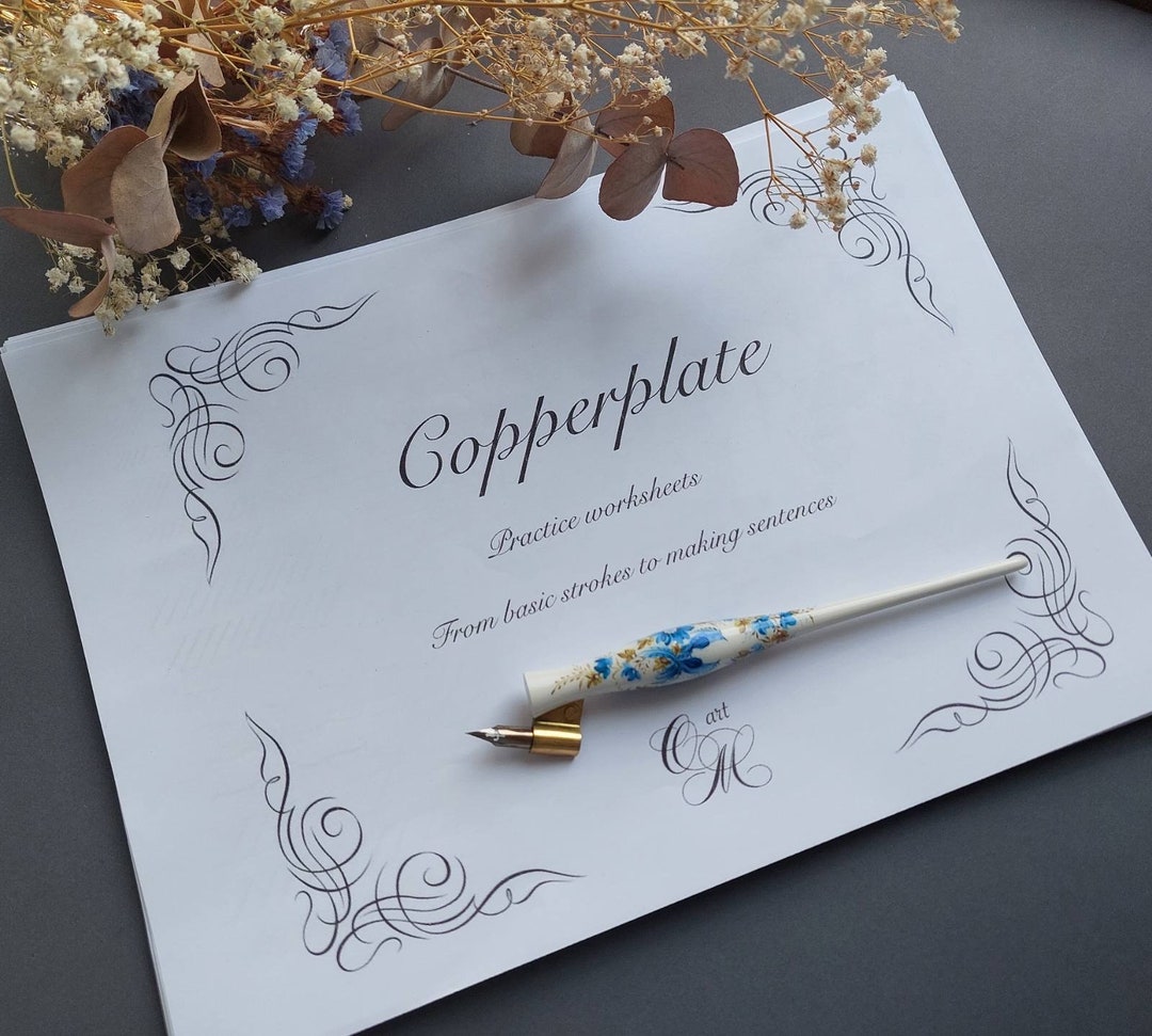 Copperplate Calligraphy Worksheets Calligraphy Practice Sheets Copperplate Workbook Learn ...